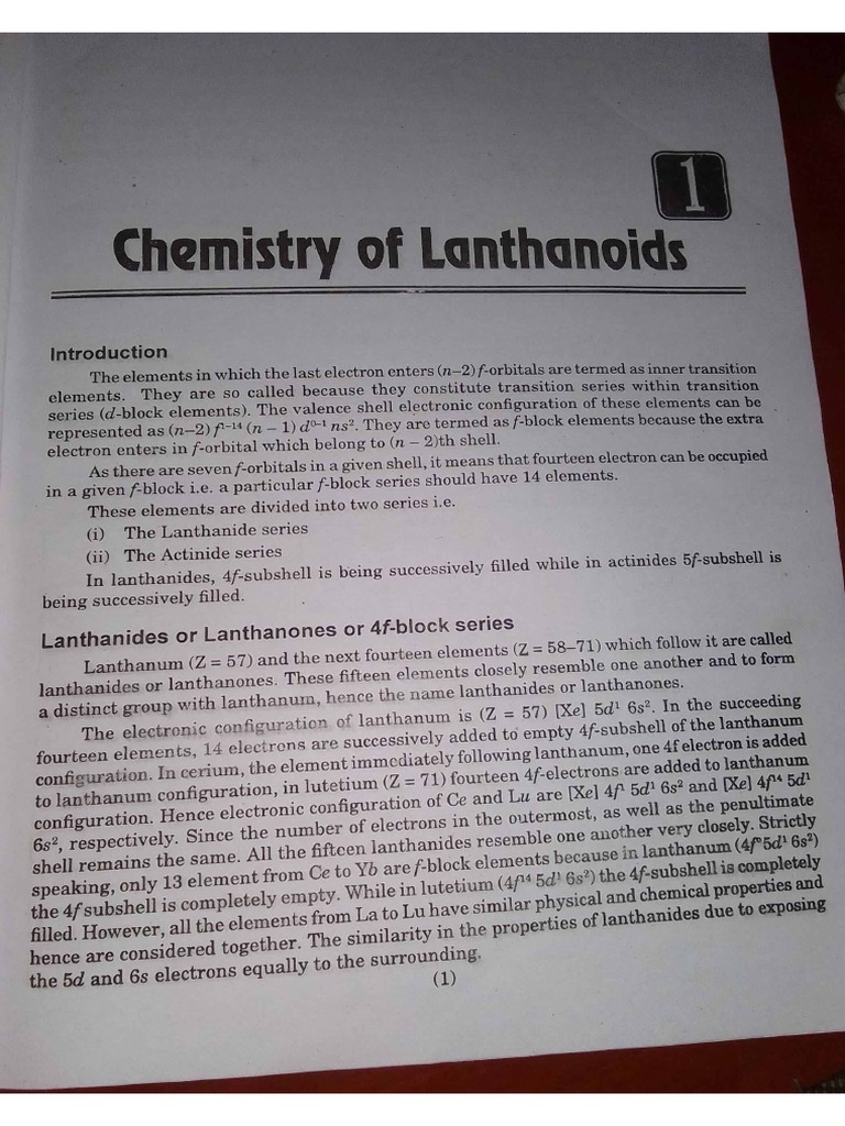 Lanthanide Notes | PDF