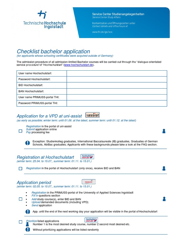 Checklist Bachelorapplication Hochschulstart en | PDF | Computing