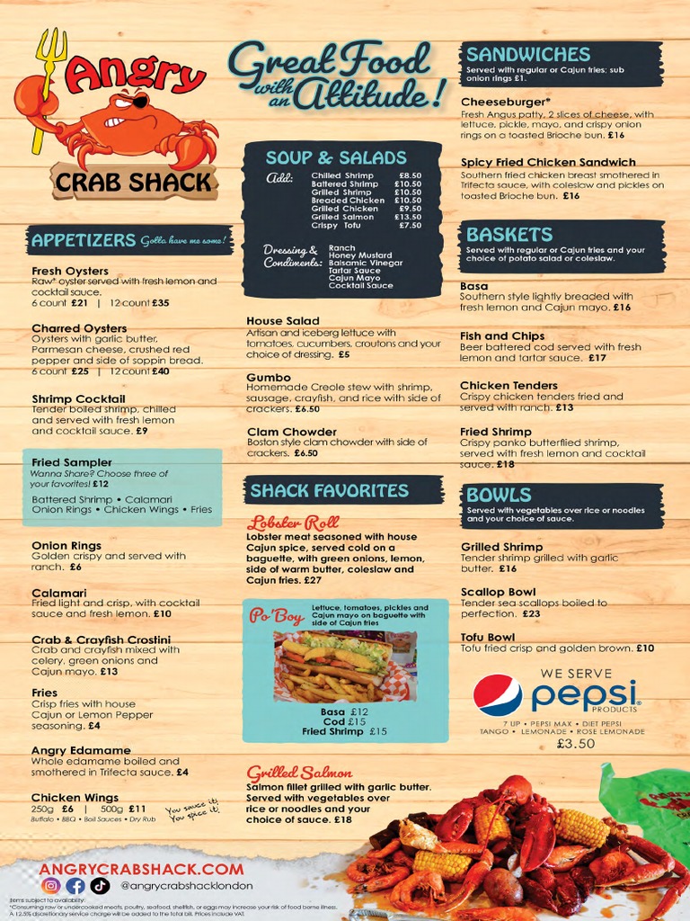 Angry Crab Shack Menu 2023 | PDF