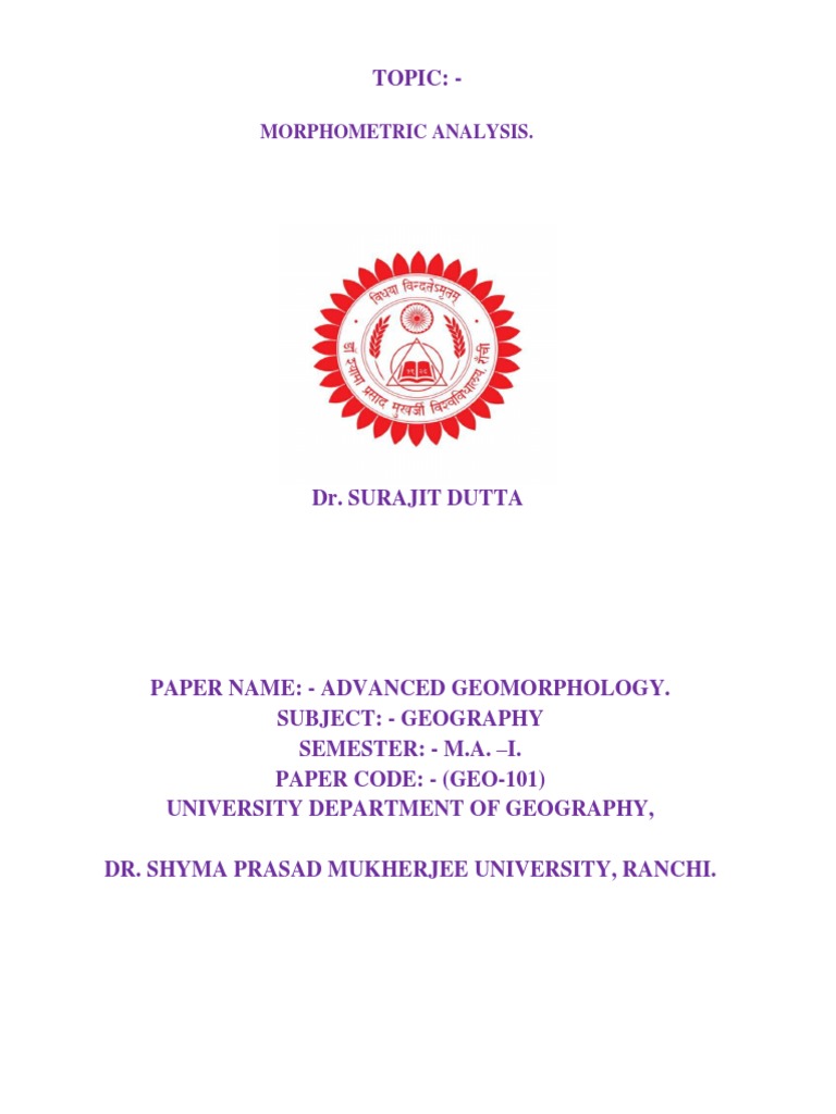 Morphometric Analysis Pdf Drainage Basin Stream