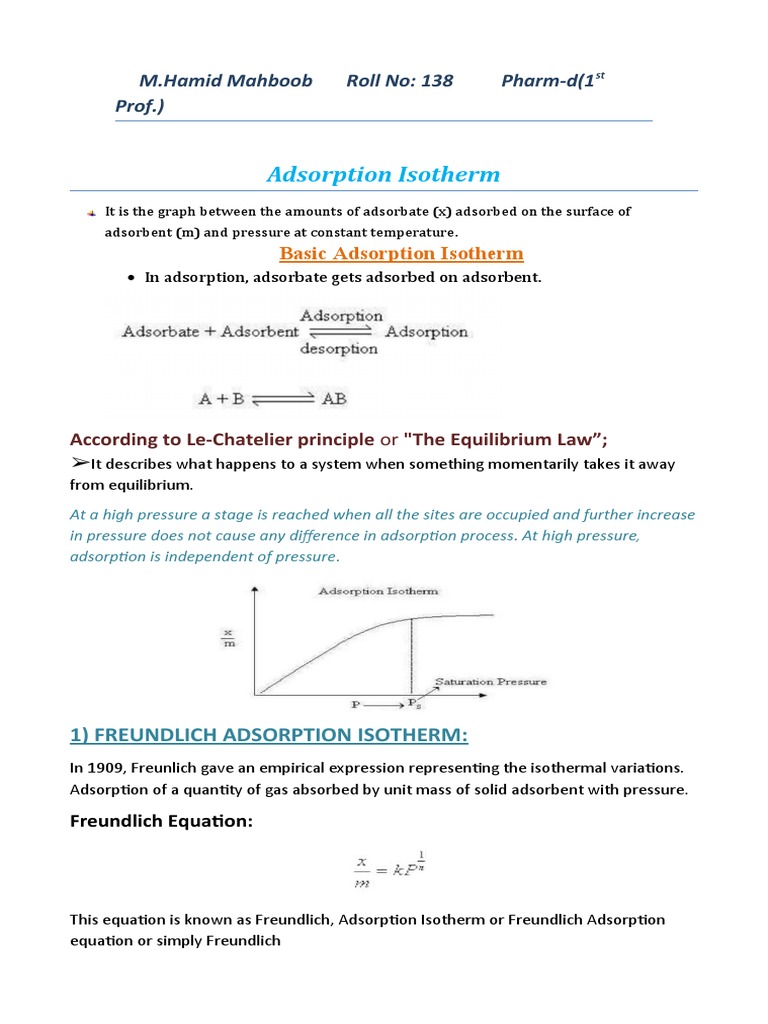 Adsorption Isotherm | PDF | Adsorption | Gases