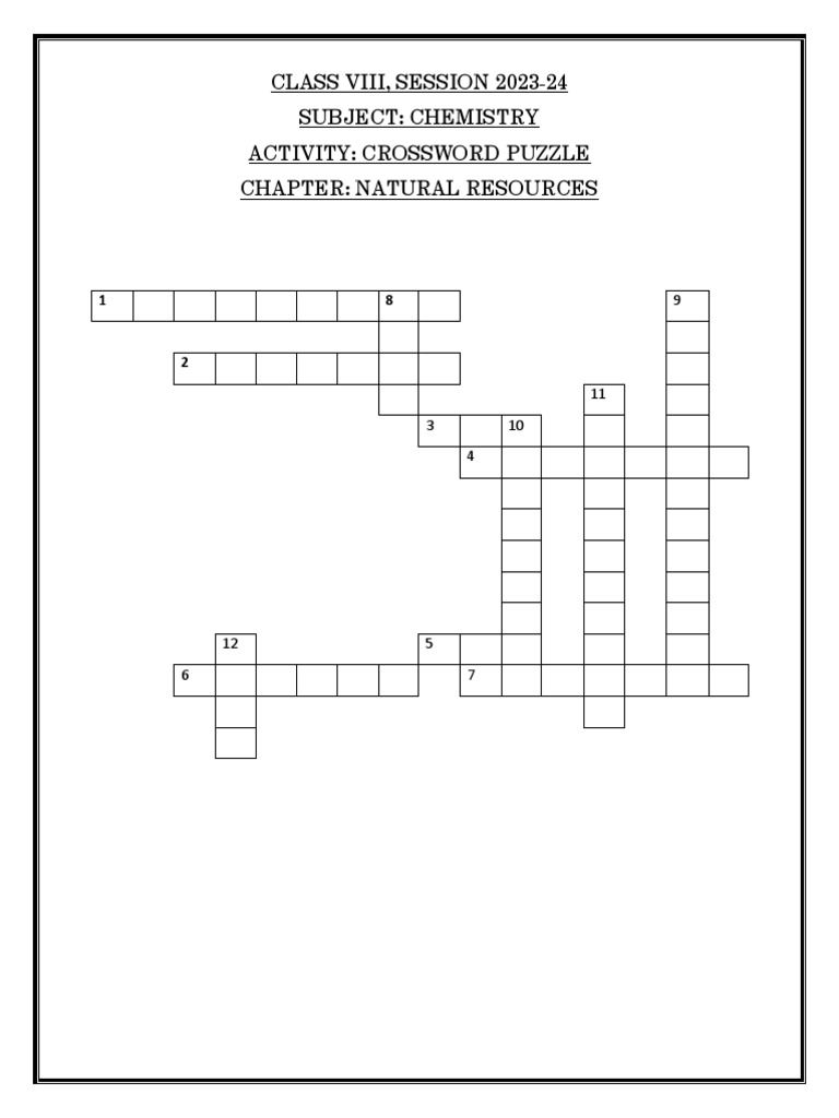 Class 8 Natural Resources Crossword | PDF