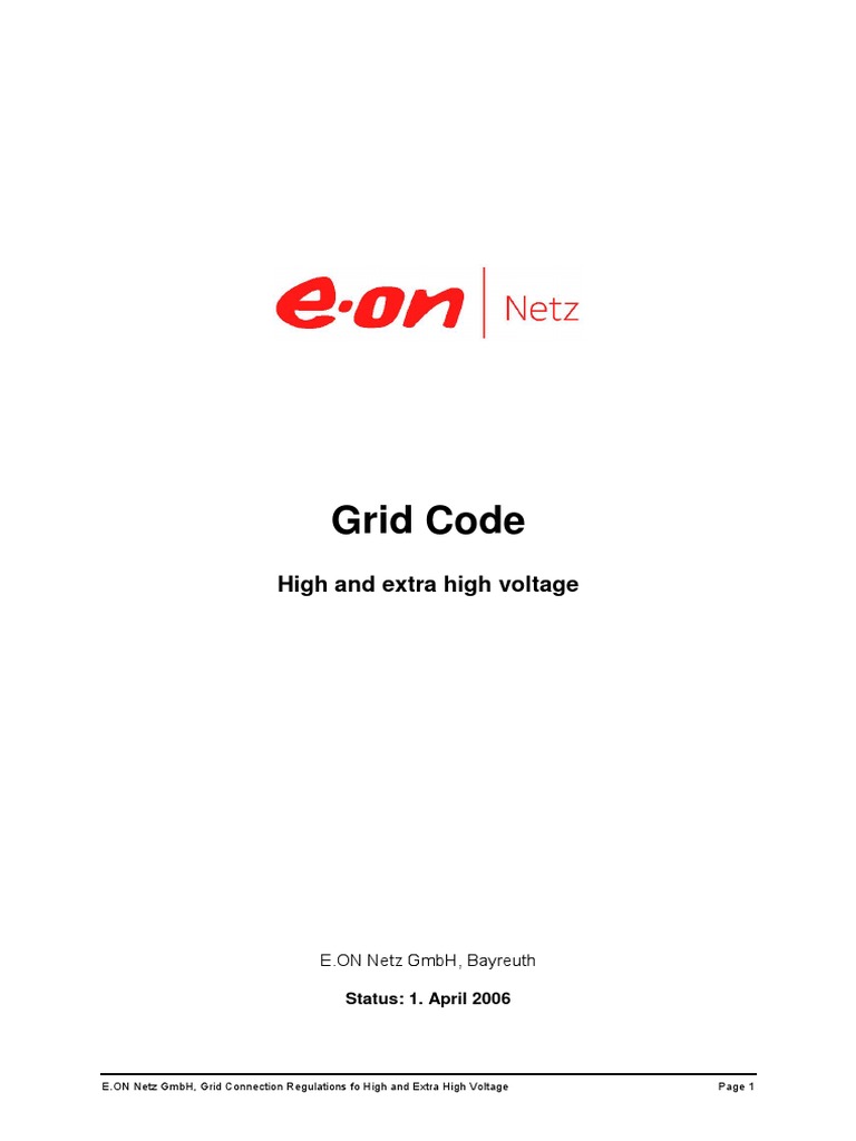 EON Grid Code High and Extra High Voltage | PDF | Electrical Grid | Electric Power Transmission