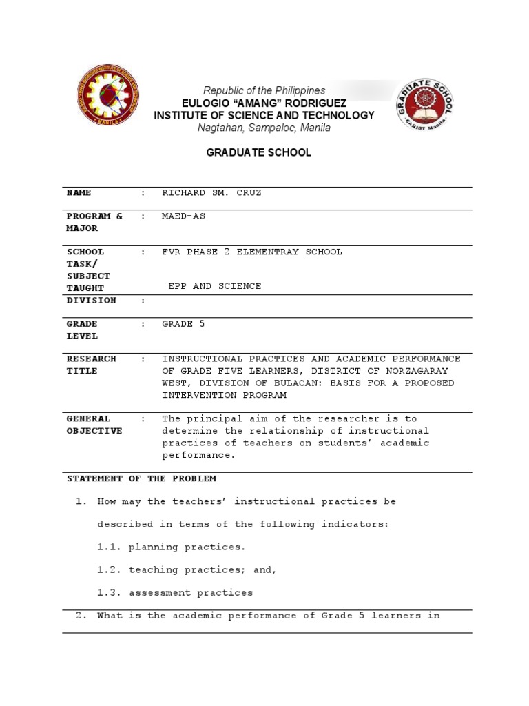 Statement of The Problem-Maed As | PDF