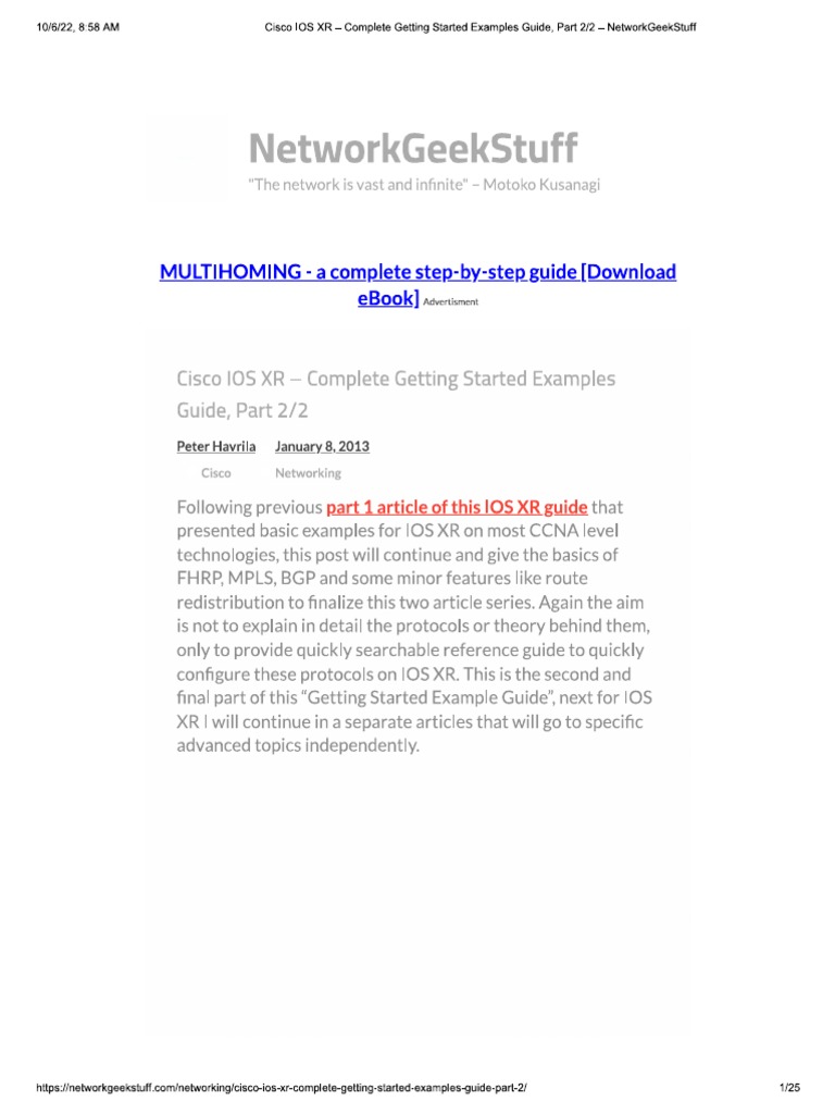 Cisco Ios XR Getting Started Examples | PDF