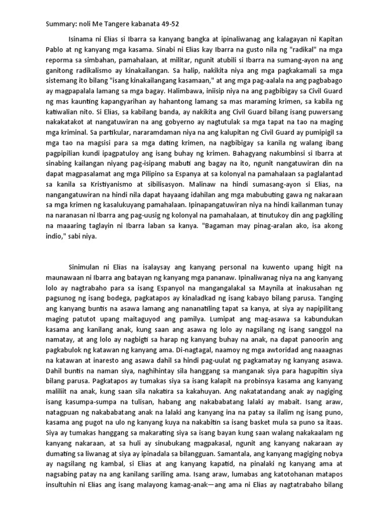 Summary Noli Me Tangere Kabanata 49 To 52 | PDF