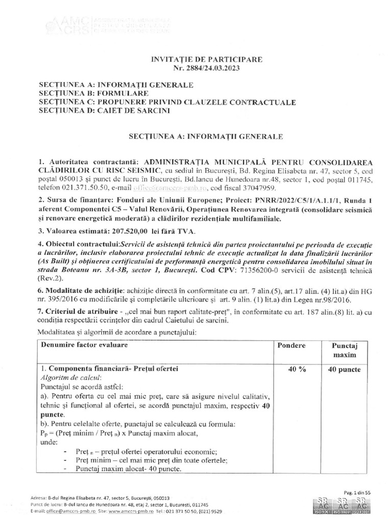 Documentatie Elaborare Oferta Servicii Asistenta Tehnica | PDF