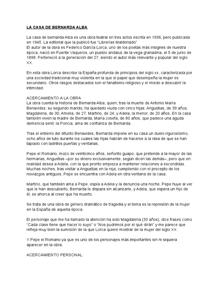 La Casa de Bernarda Alba | PDF