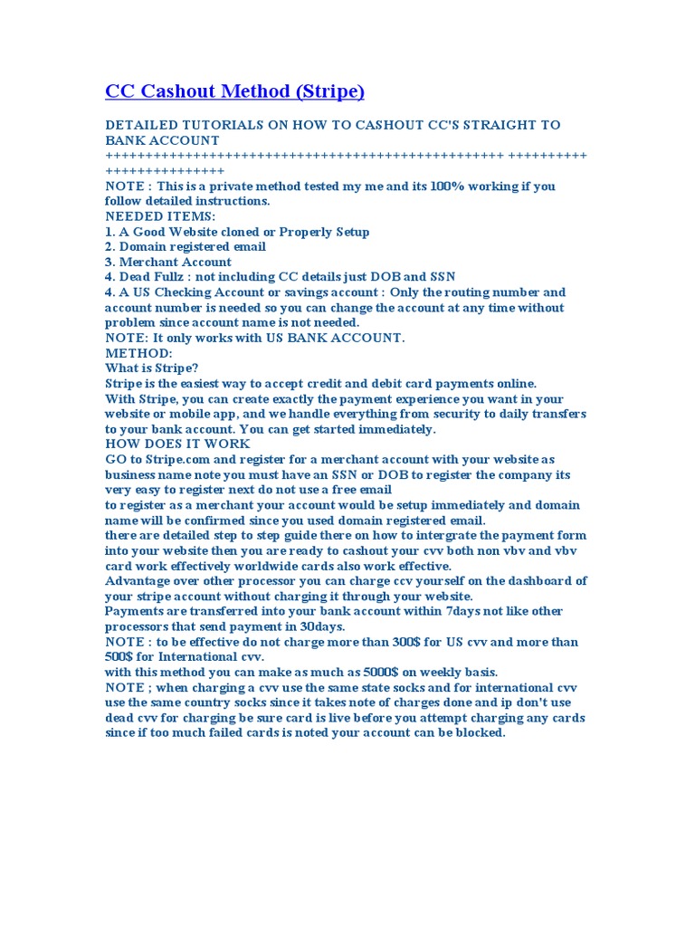 CC Cashout Method Stripe | PDF | Business | Finance & Money Management