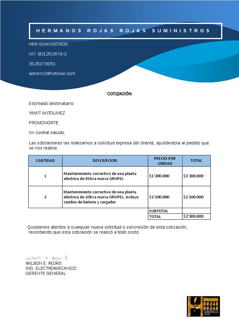 Cotizacion Ing. Yamith | PDF
