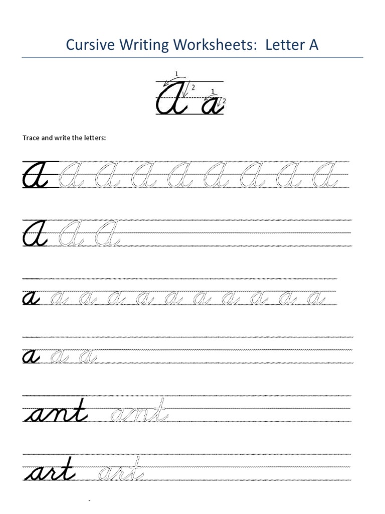 Cursive Writing A-Z Practice Worksheets | PDF