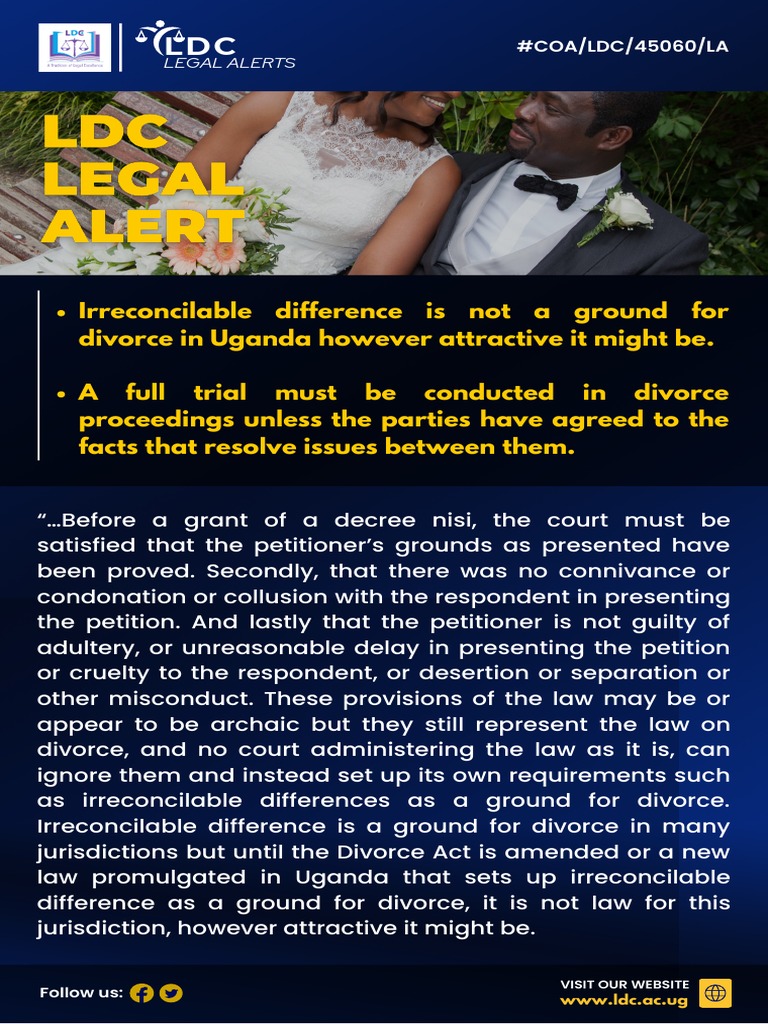 Irreconcilable Difference Is Not A Ground For Divorce in Uganda However Attractive It Might Be ...