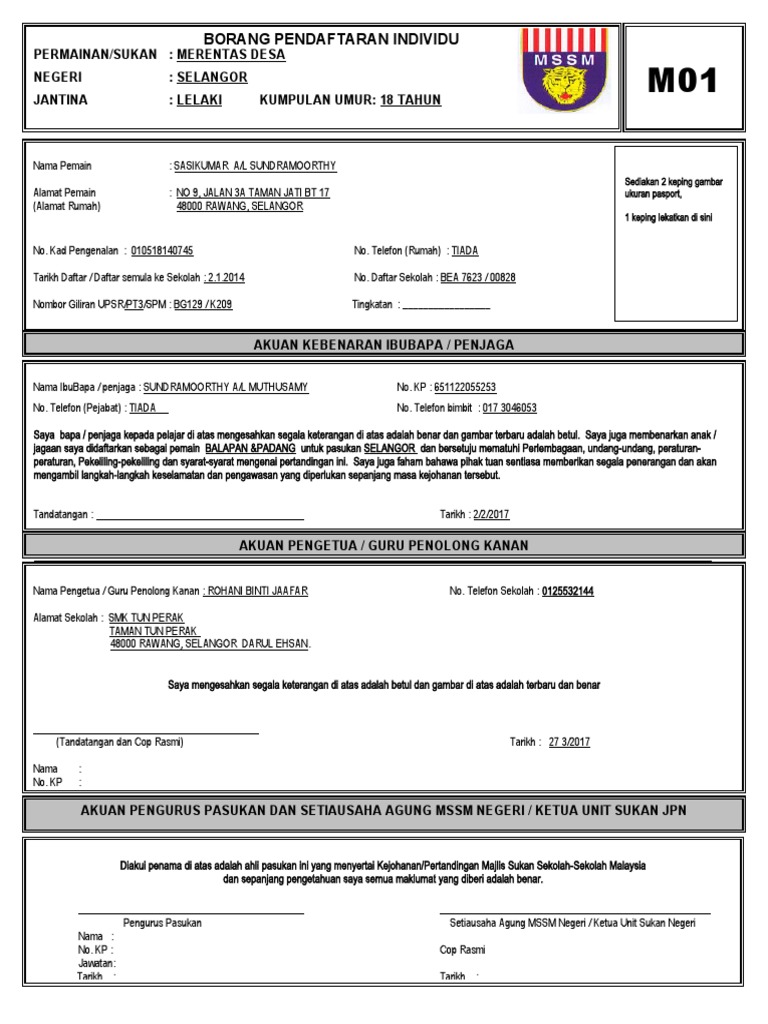 Borang M01 | PDF