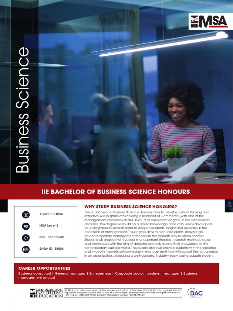 14 IIE MSA Bachelor of Business Science Honours Factsheet 2023e ... 14 IIE MSA Bachelor of Business Science Honours Factsheet 2023e ...