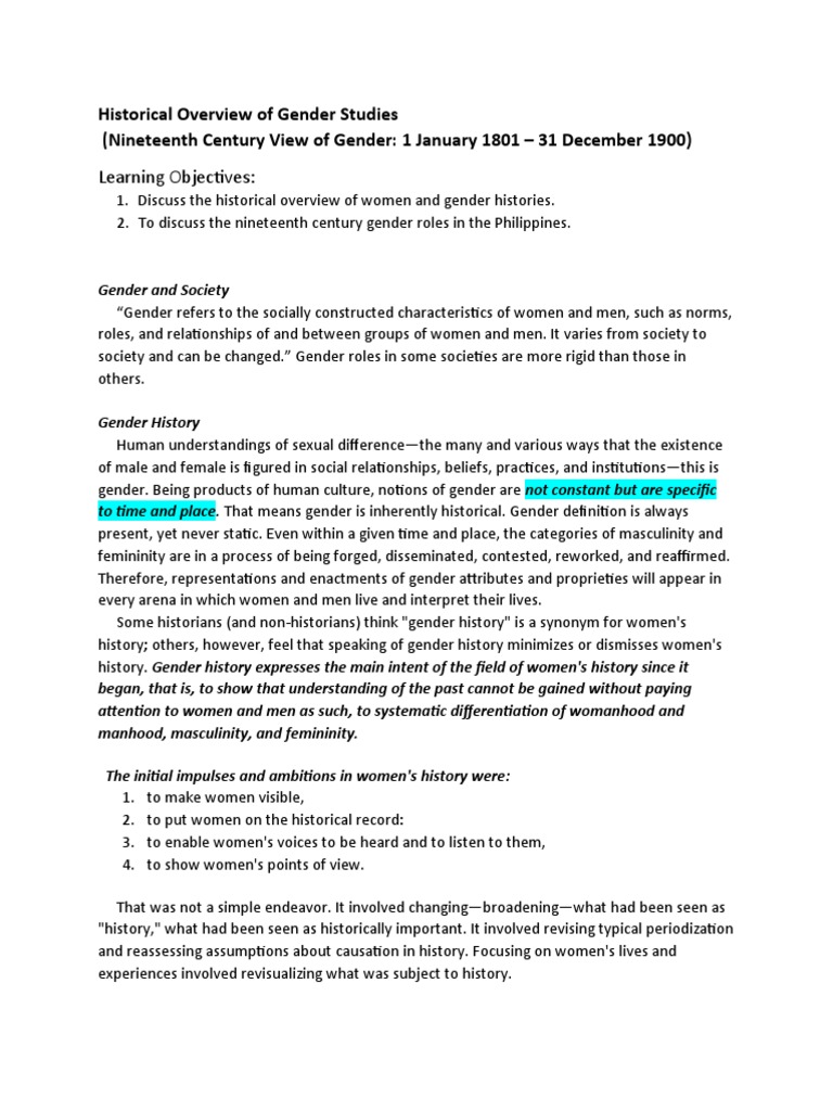 Nineteenth Century Gender Roles Overview | PDF | Gender | Gender Studies