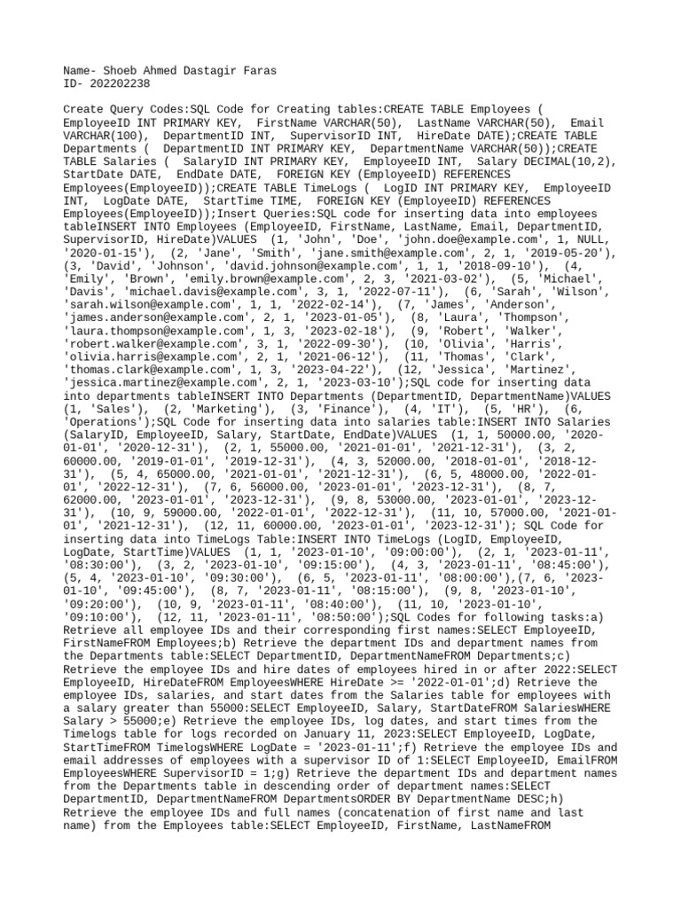 SQL Assignment - Shoeb | PDF | Computer Data | Software Design SQL Assignment - Shoeb | PDF | Computer Data | Software Design