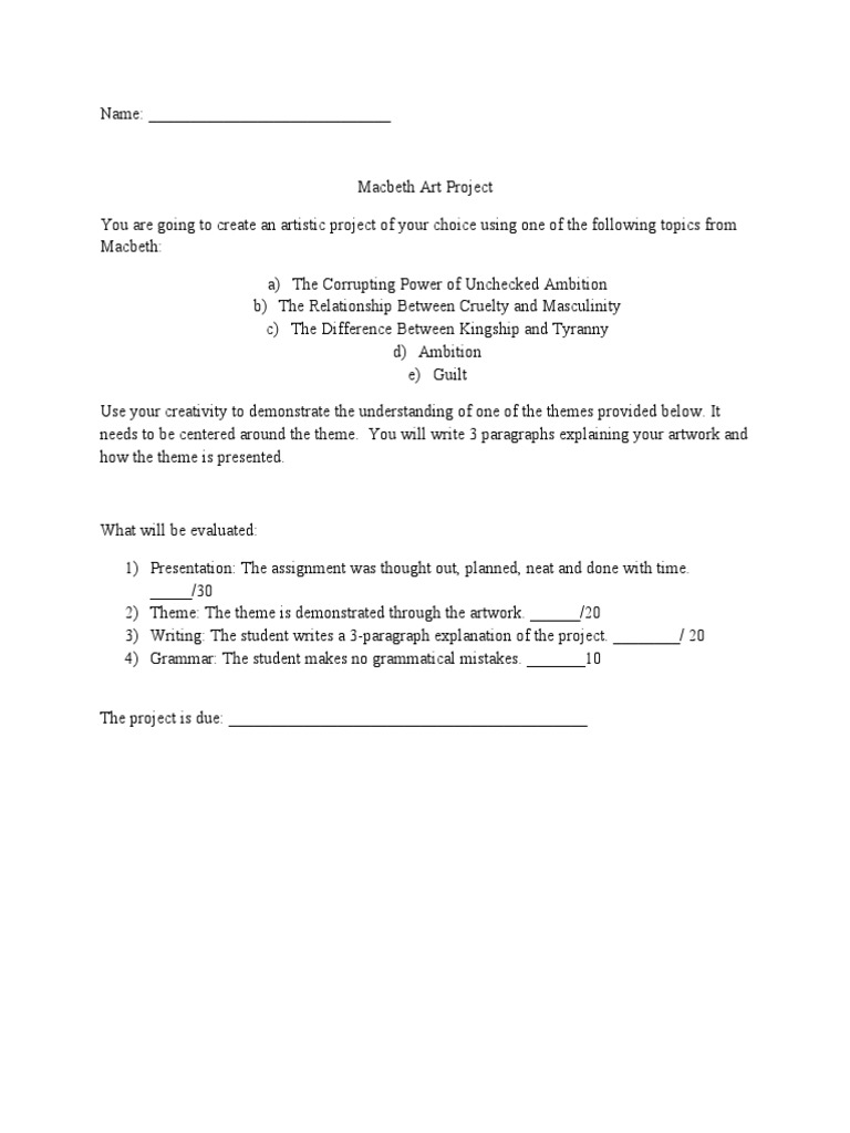 Macbeth Art Project | PDF