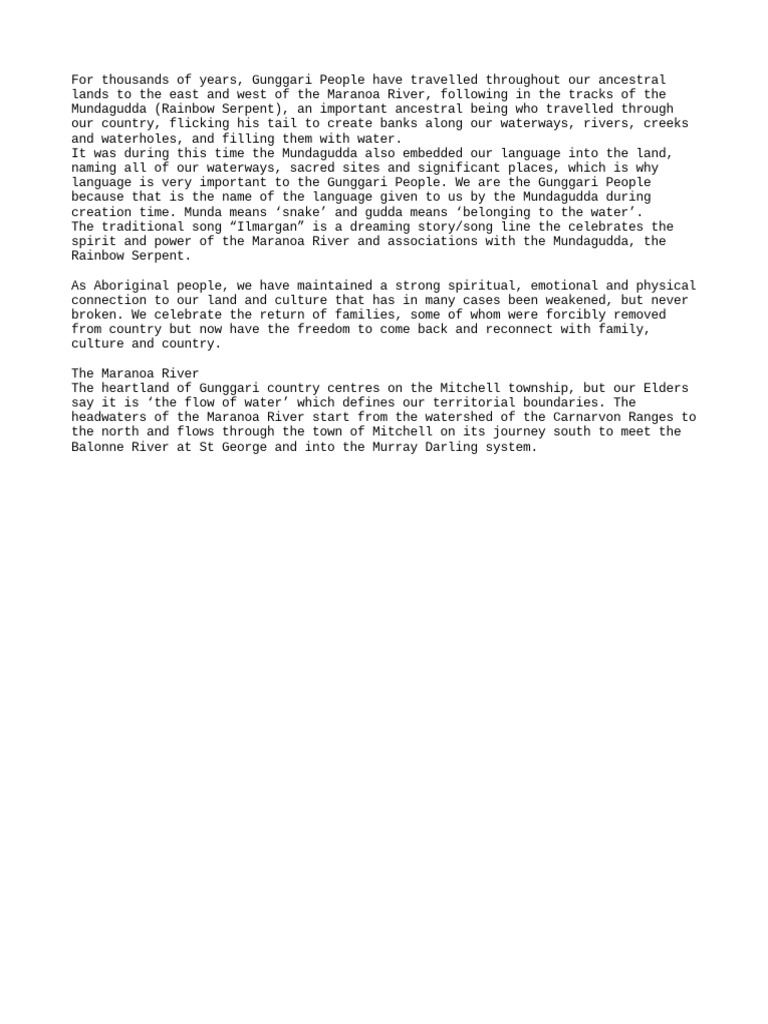 Gunggari People's Connection to Land | PDF | Religion & Spirituality