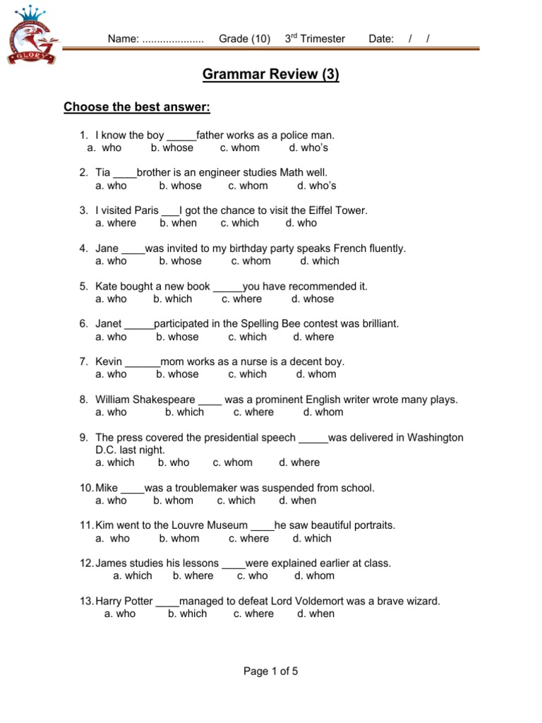 Grammar Review | PDF | Art
