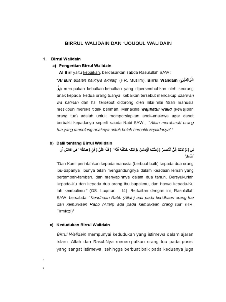 Dokumen - Tips Birrul Walidain Dan Uququl Walidain | PDF