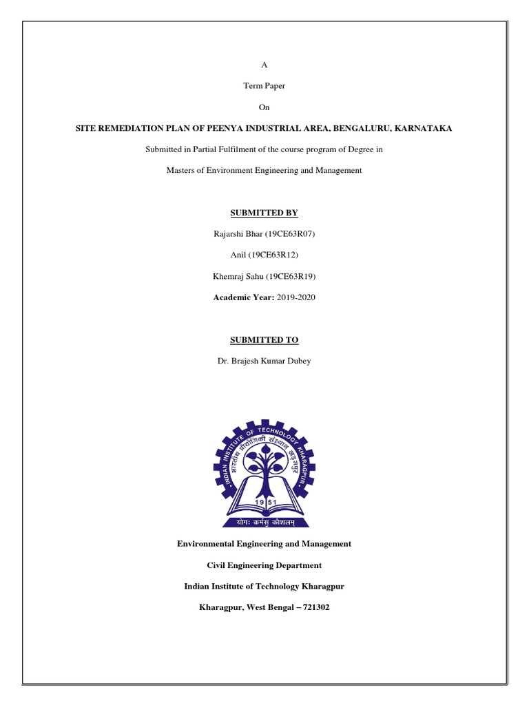 Peenya Industrial Area Remediation Plan | PDF | Soil | Environmental ...