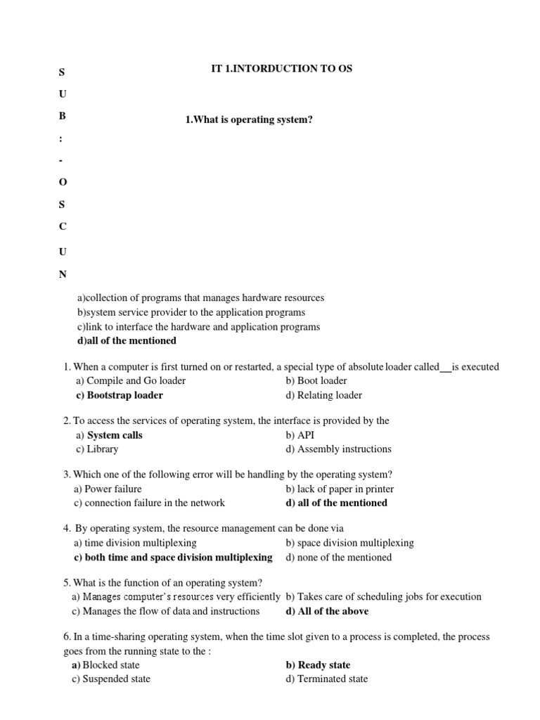 Os MCQ | PDF | Process (Computing) | Scheduling (Computing)