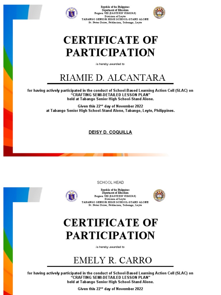 Certificate of Participation Lac | PDF