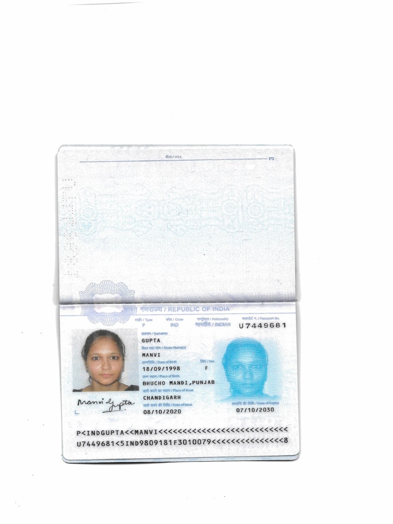 Manvi Gupta Passport | PDF