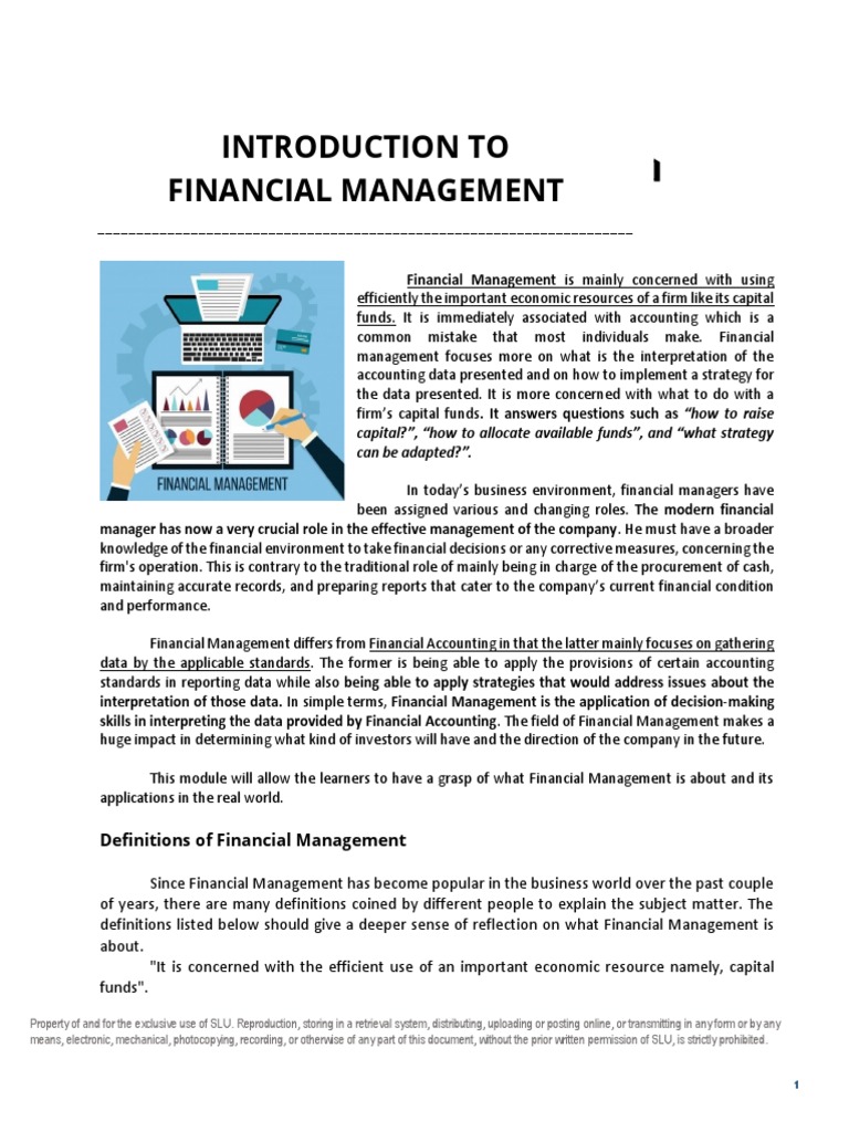 Module 1 Introduction To Financial Management Pdf Economics