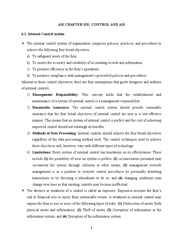 Ais Chapter Six Pdf Internal Control Audit