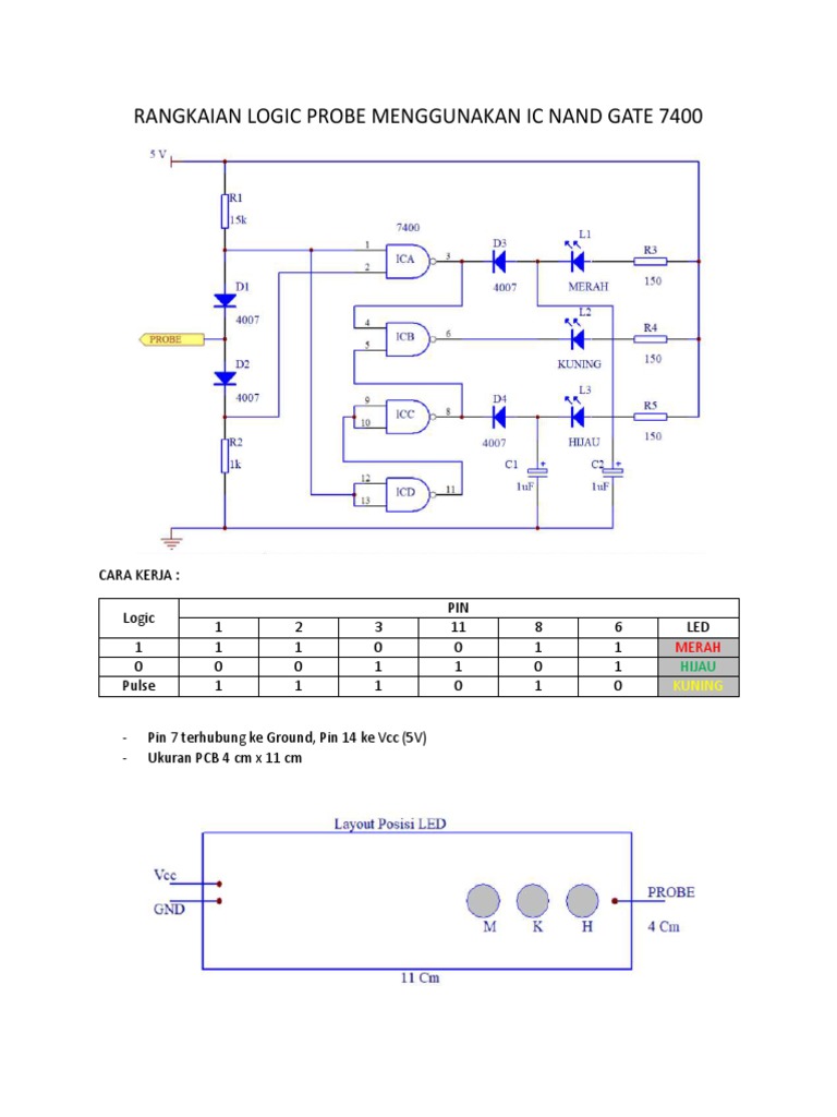 Rangkaian Logic Probe IC7400 | PDF