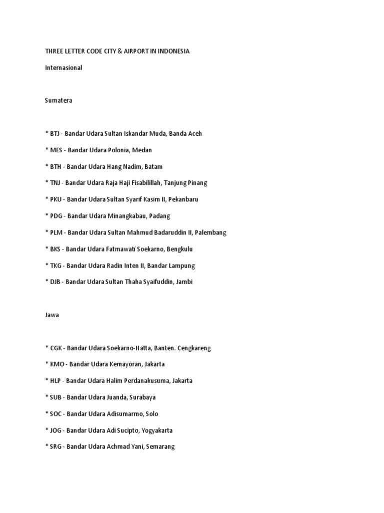 Three Letter Code Indo | PDF