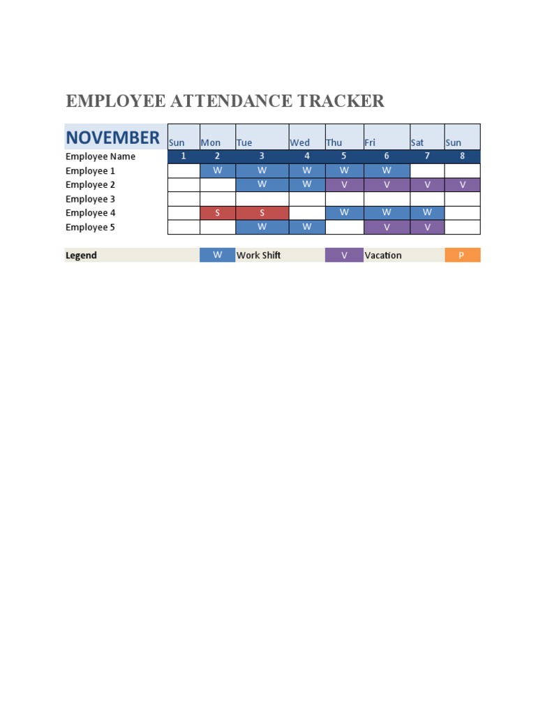 IC Employee Attendance Tracker Template 8544 V1 | PDF