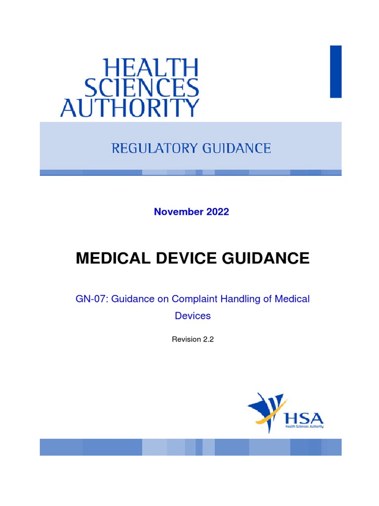 Medical Device Complaint Handling Guide | PDF | Medical Device ...
