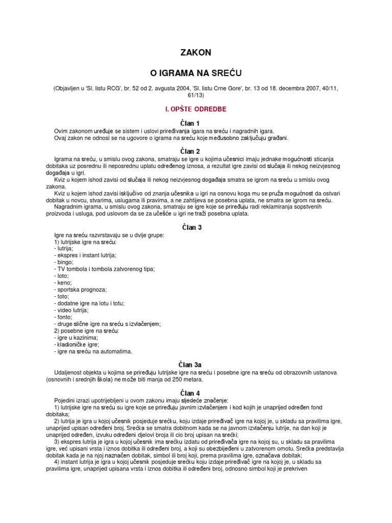 Zakon o Igrama Na Srecu | PDF