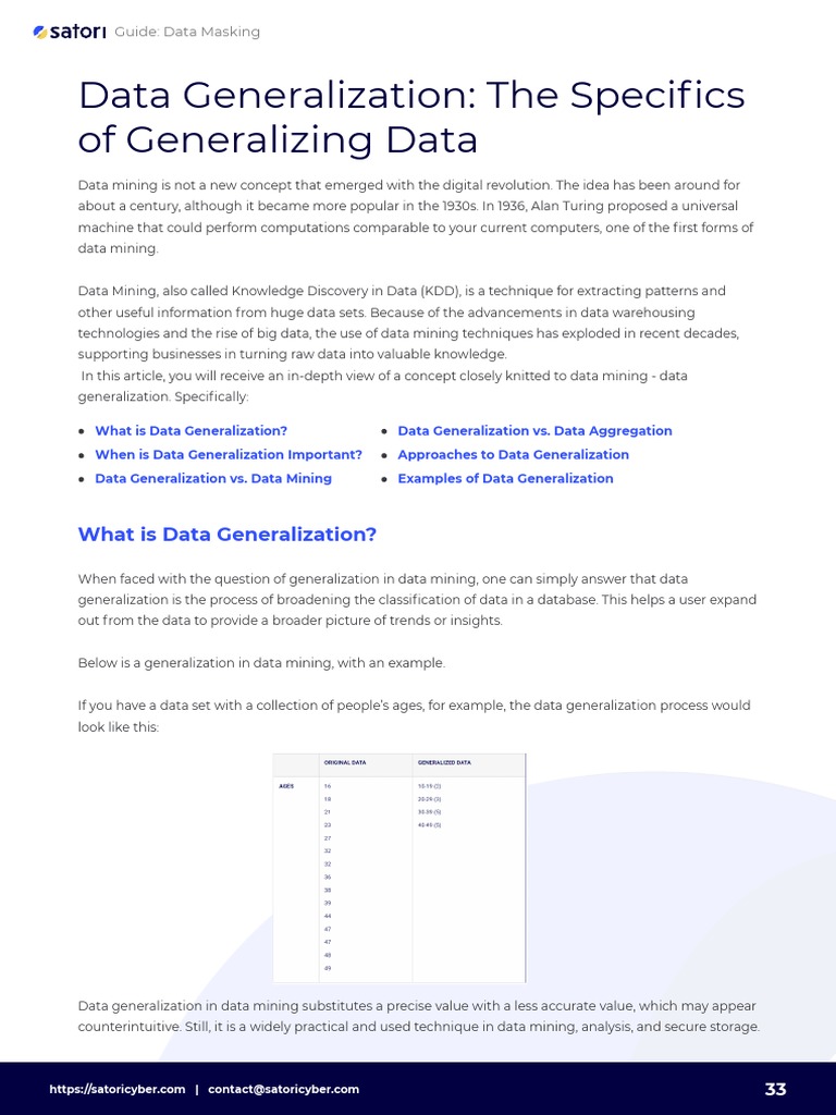 Data Generalization | PDF | Data | Data Mining