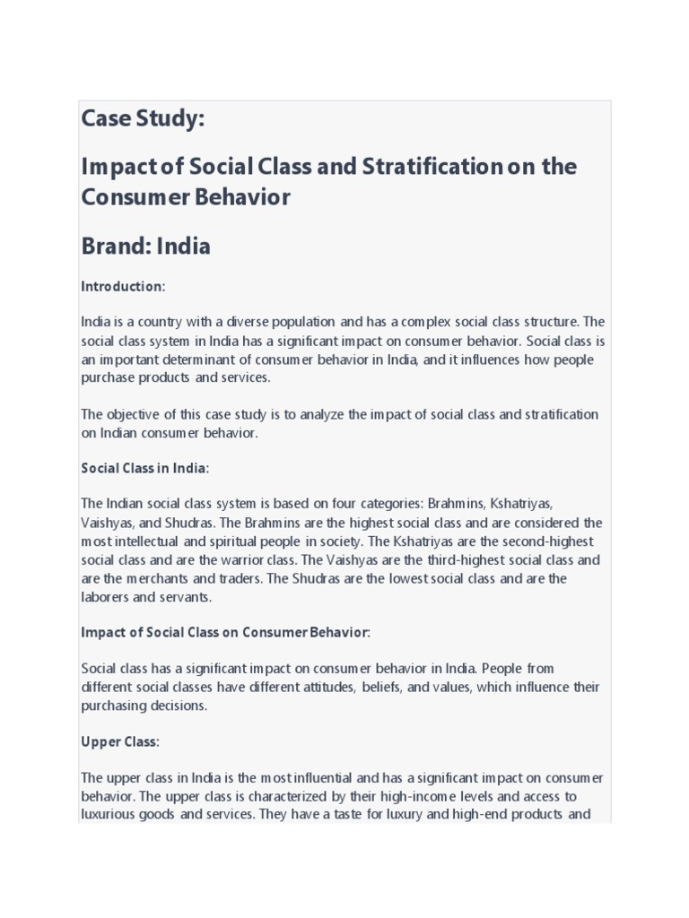 Impact of Social Class and Stratification On CB - 230410 - 181415 | PDF ...
