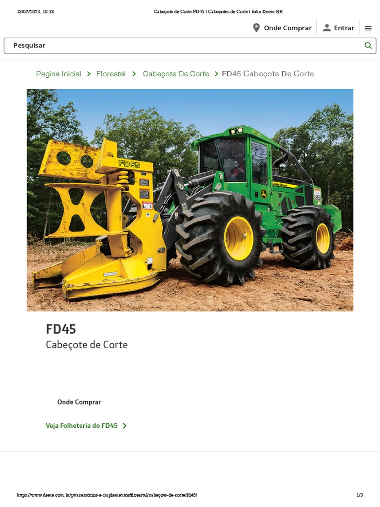Cabeçote de Corte FD45 - Cabeçotes de Corte - John Deere BR | PDF