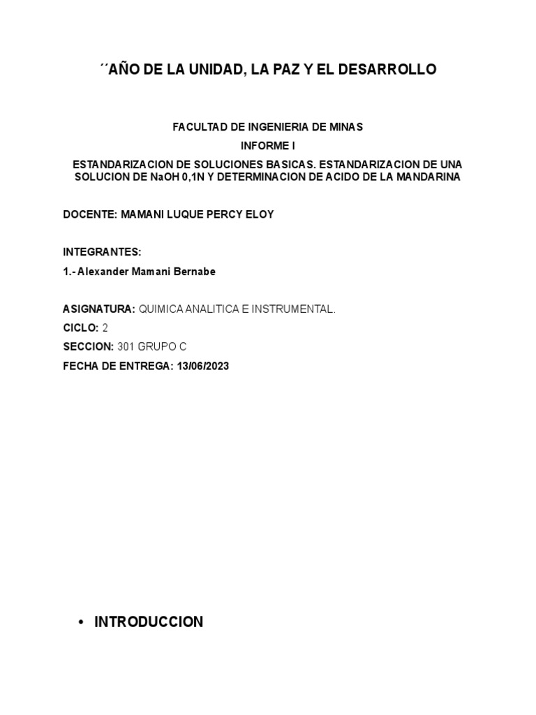 Informe De Laboratorio Quimica 1 Descargar Gratis Pdf Valoración