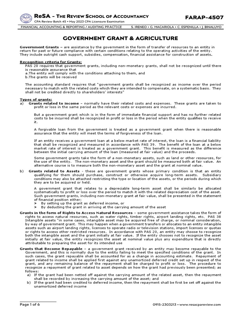 Government Grants in Accounting | PDF | Fair Value | Cost