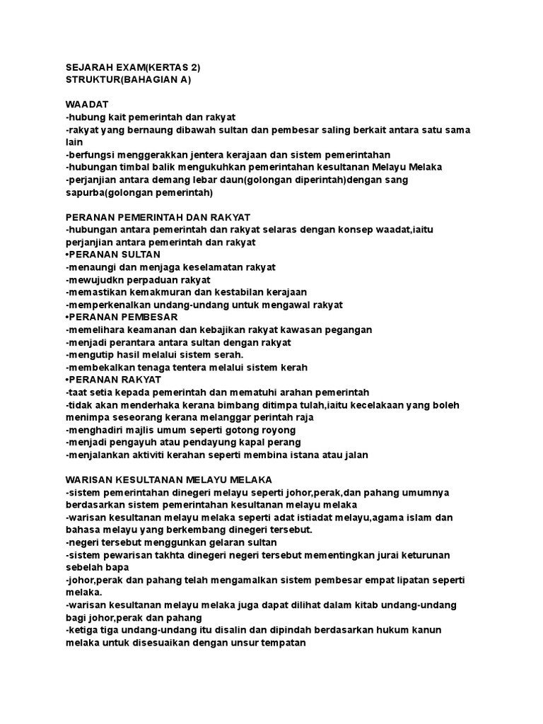 Peranan Waadat dalam Pemerintahan Melayu | PDF | Politik