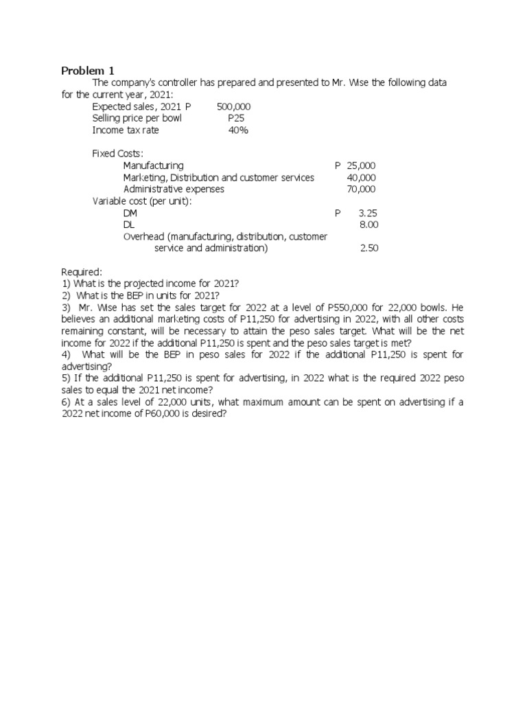 Acctg6 BEP Assignment | PDF