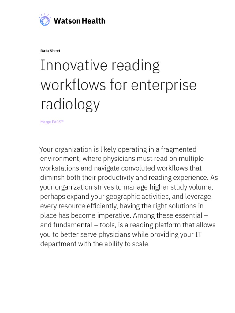Merge PACS - Innovative Reading Workflows For Enterprise Radiology | PDF | Computing | Health Care