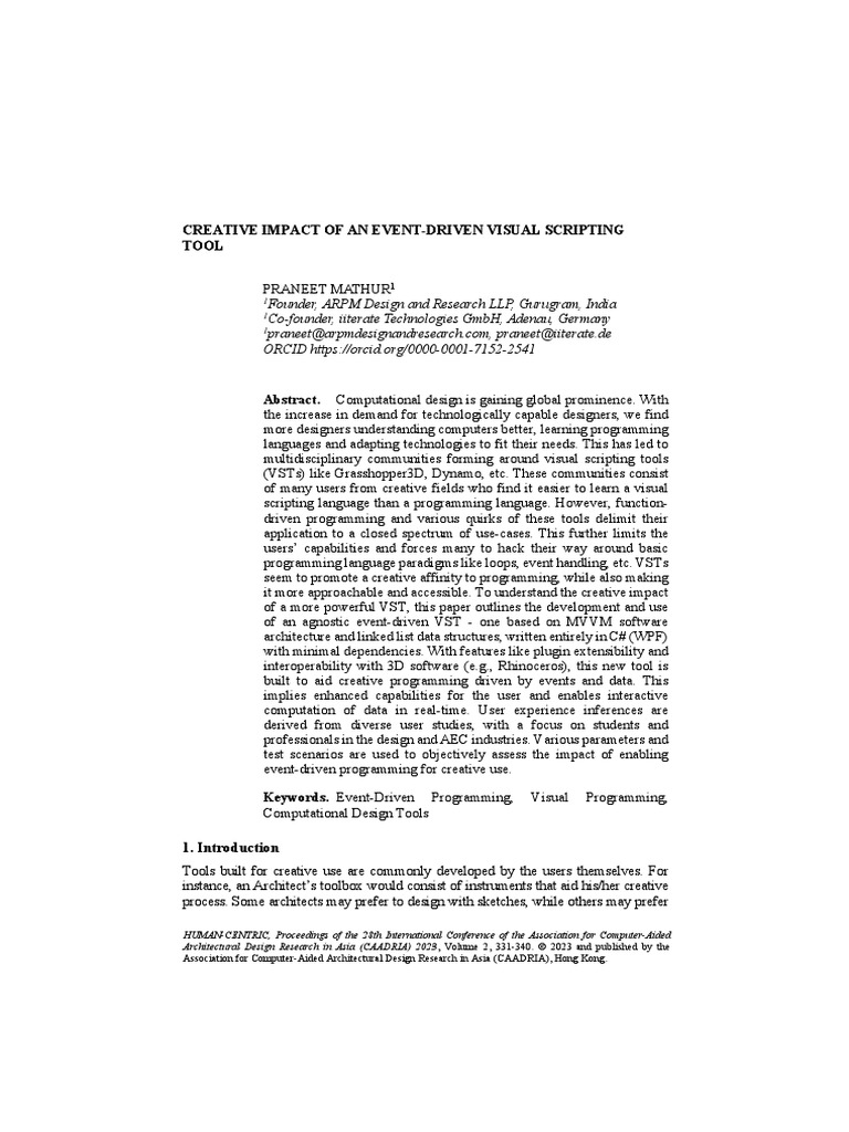 Creative Impace Of An Envent Visual Scripting Tool Pdf Computer Programming Scripting Language 5059