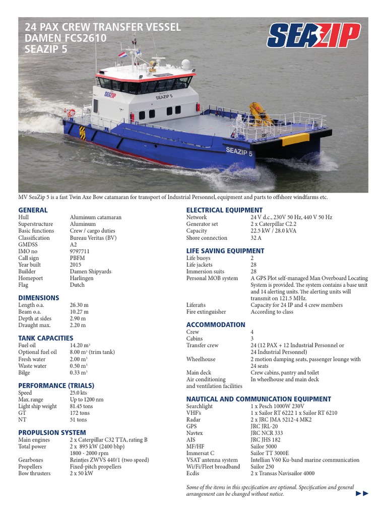 SeaZip 5 Datasheet 230522 | PDF | Ships | Water Transport