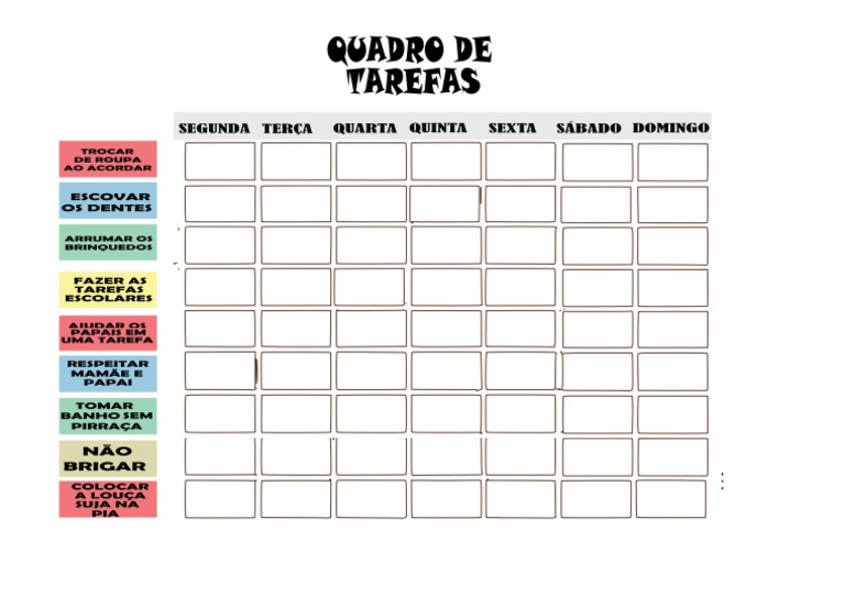 Quadro de Tarefas | PDF
