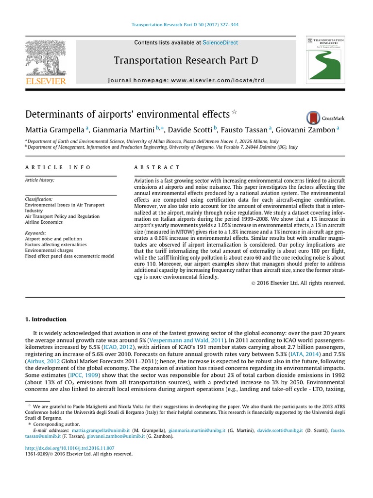 Transportation Research Part D: Mattia Grampella, Gianmaria Martini ...
