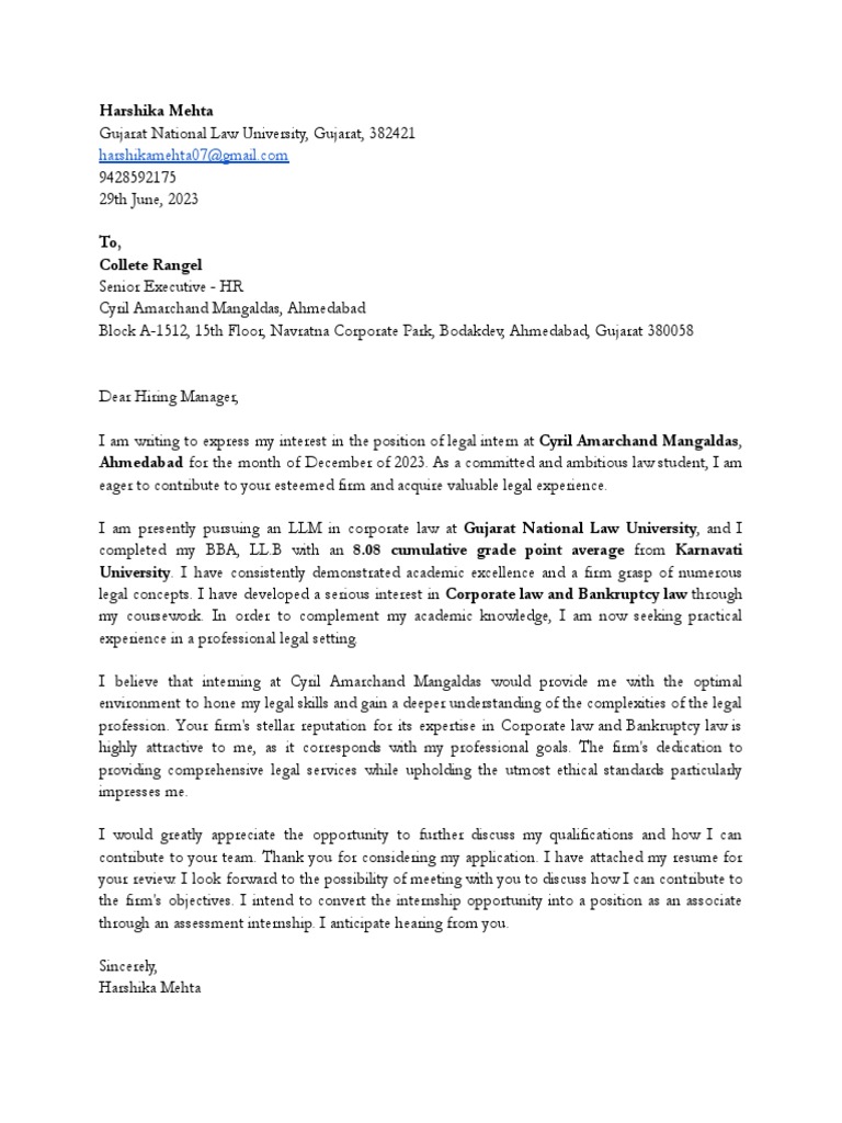 Cover Letter Cam | PDF