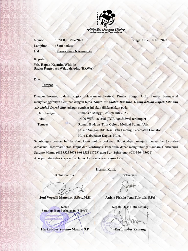 Yth. Bapak Kasmita Widodo Badan Registrasi Wilayah Adat (BRWA) | PDF