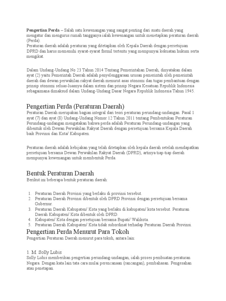Pengertian Perda | PDF
